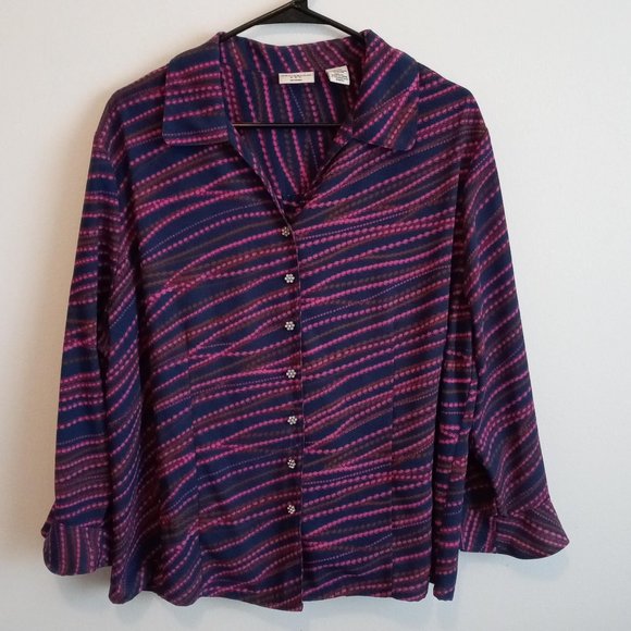 Covington | Tops | Business Casual Long Sleeve Button Down Blouse 618w ...